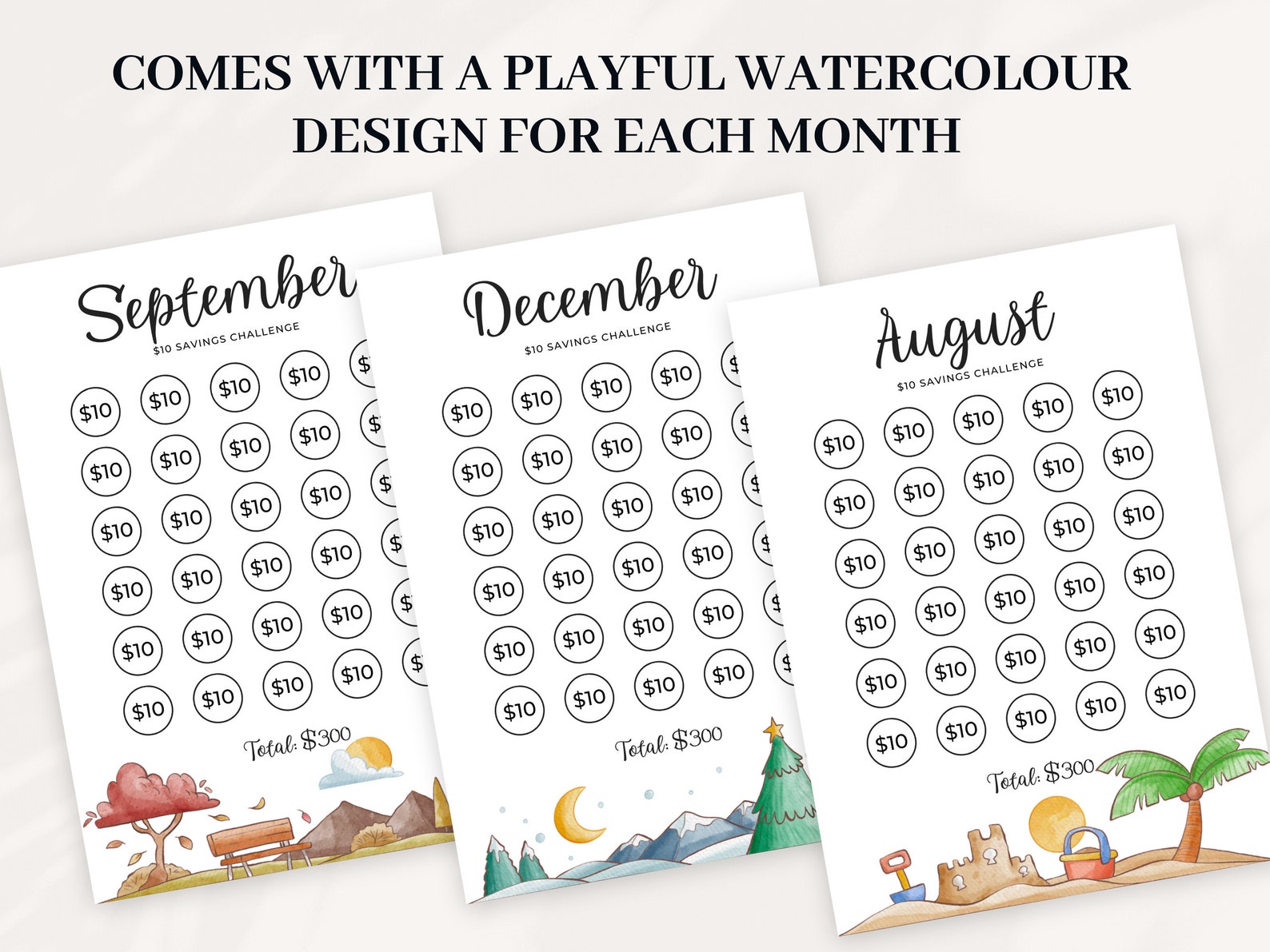 MINI 12-month Savings Challenge, 30 Day 10 Dollar Savings Challenge ...