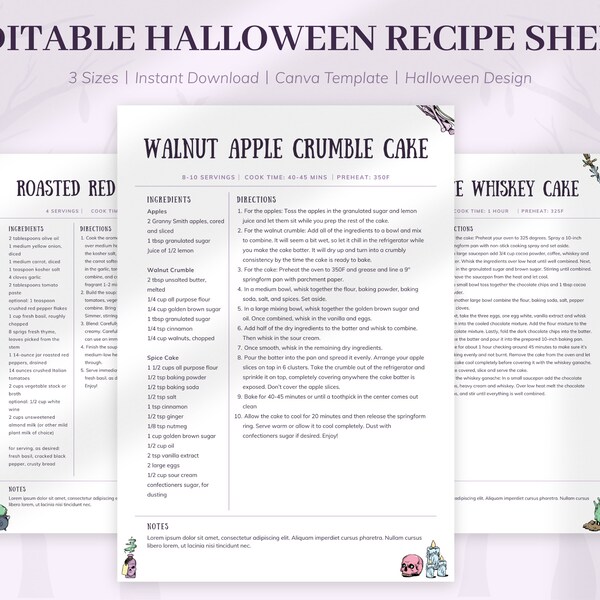 Halloween Recipe Cards - Etsy
