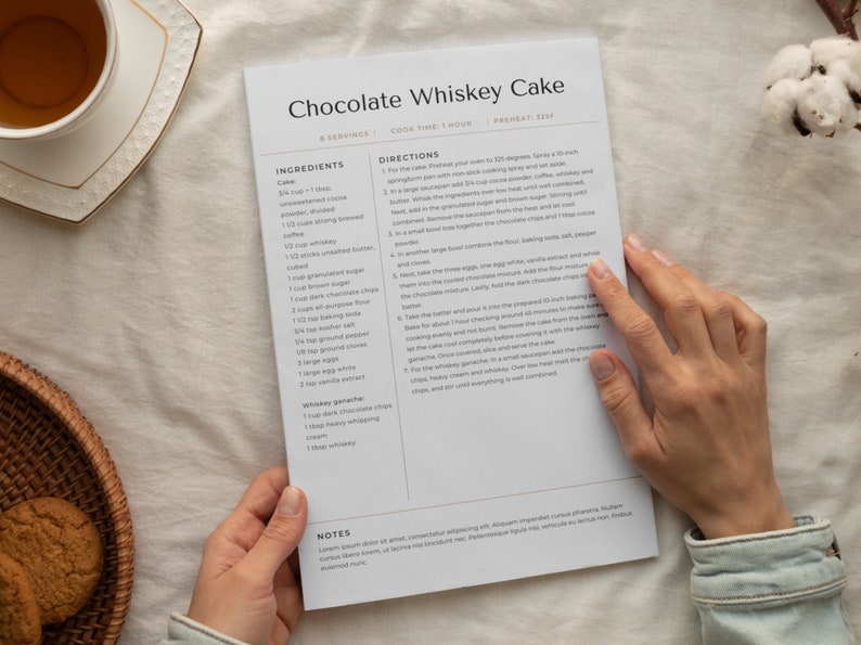 Modern Recipe Template, PRINTABLE Recipe Template, Simple Recipe Card ... Modern Recipe Template, PRINTABLE Recipe Template, Simple Recipe Card ...
