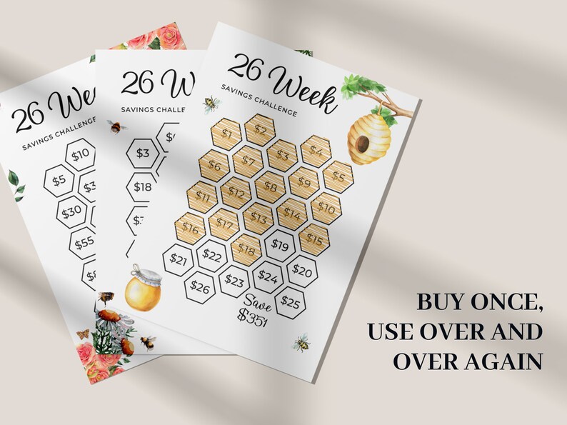 A6 26-week Savings Challenge BUNDLE A6 Money Envelope - Etsy