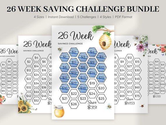 MINI 26 Week Savings Challenge BUNDLE A6 Money Envelope - Etsy