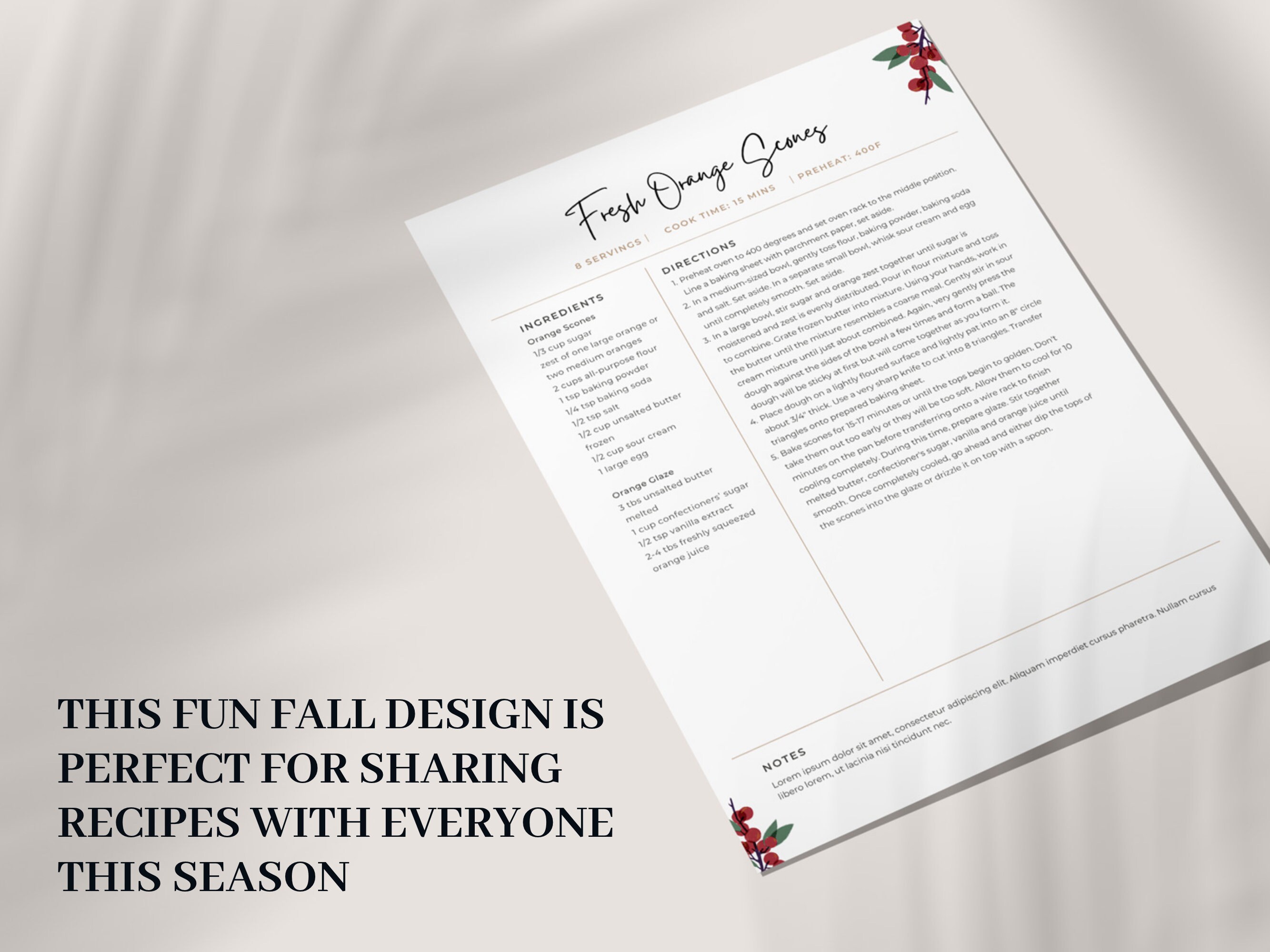 FALL Recipe Template, Editable Recipe Template, EDITABLE Thanksgiving ...