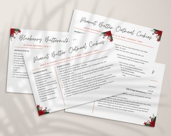 Winter Wreath Cookbook Template Recipe Book Template / Apple - Etsy