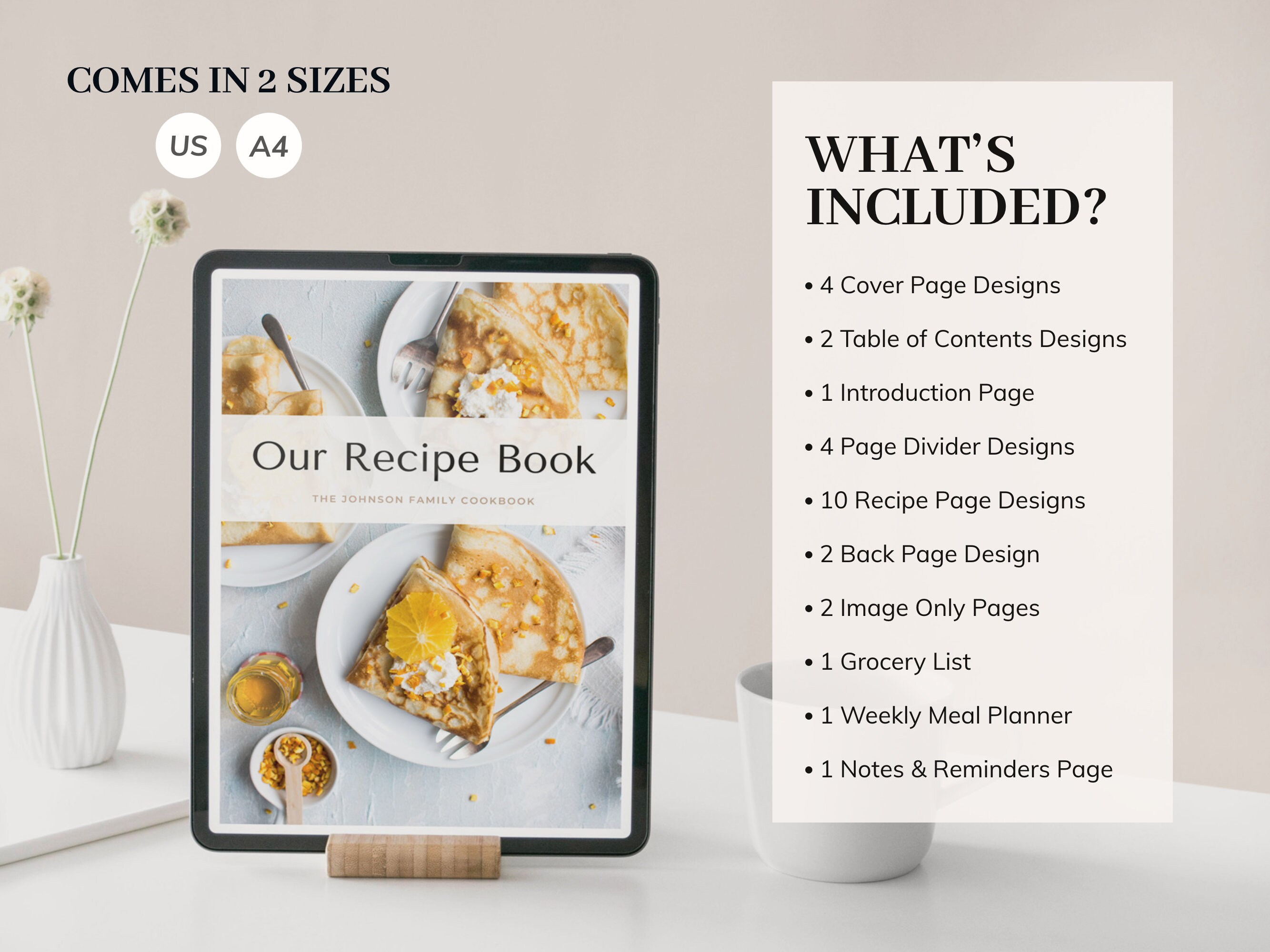 Modern Cookbook Template Recipe Template Editable Clean & - Etsy