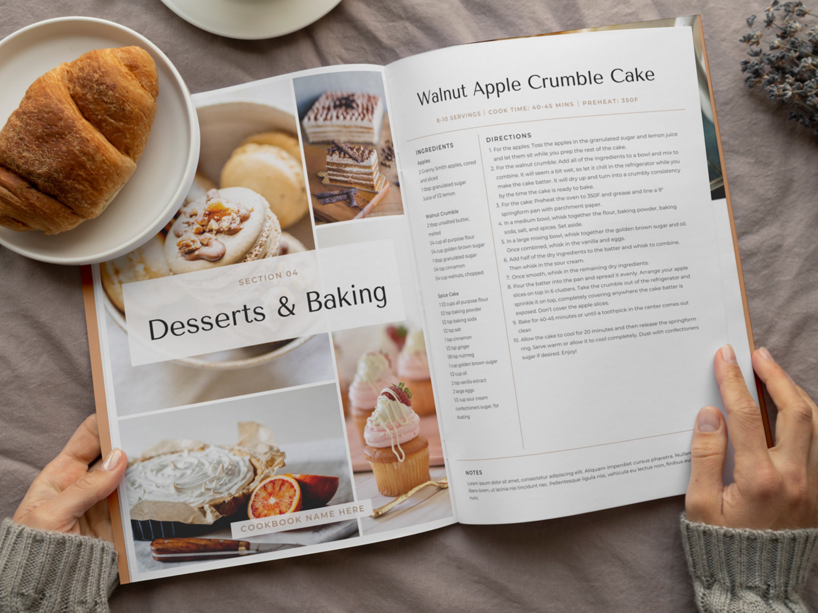 Modern Cookbook Template Recipe Template Editable Clean & - Etsy