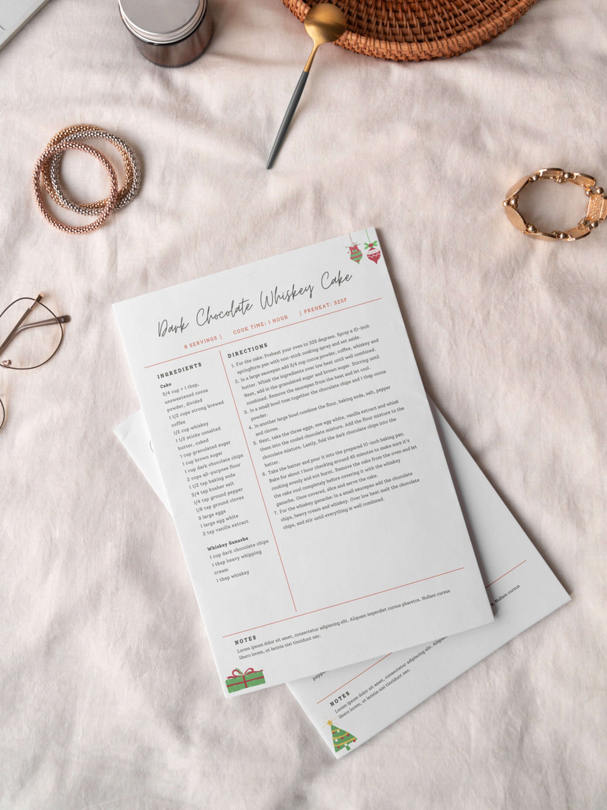 Cute Festive Christmas Recipe Template, Editable Recipe Template, Happy ...