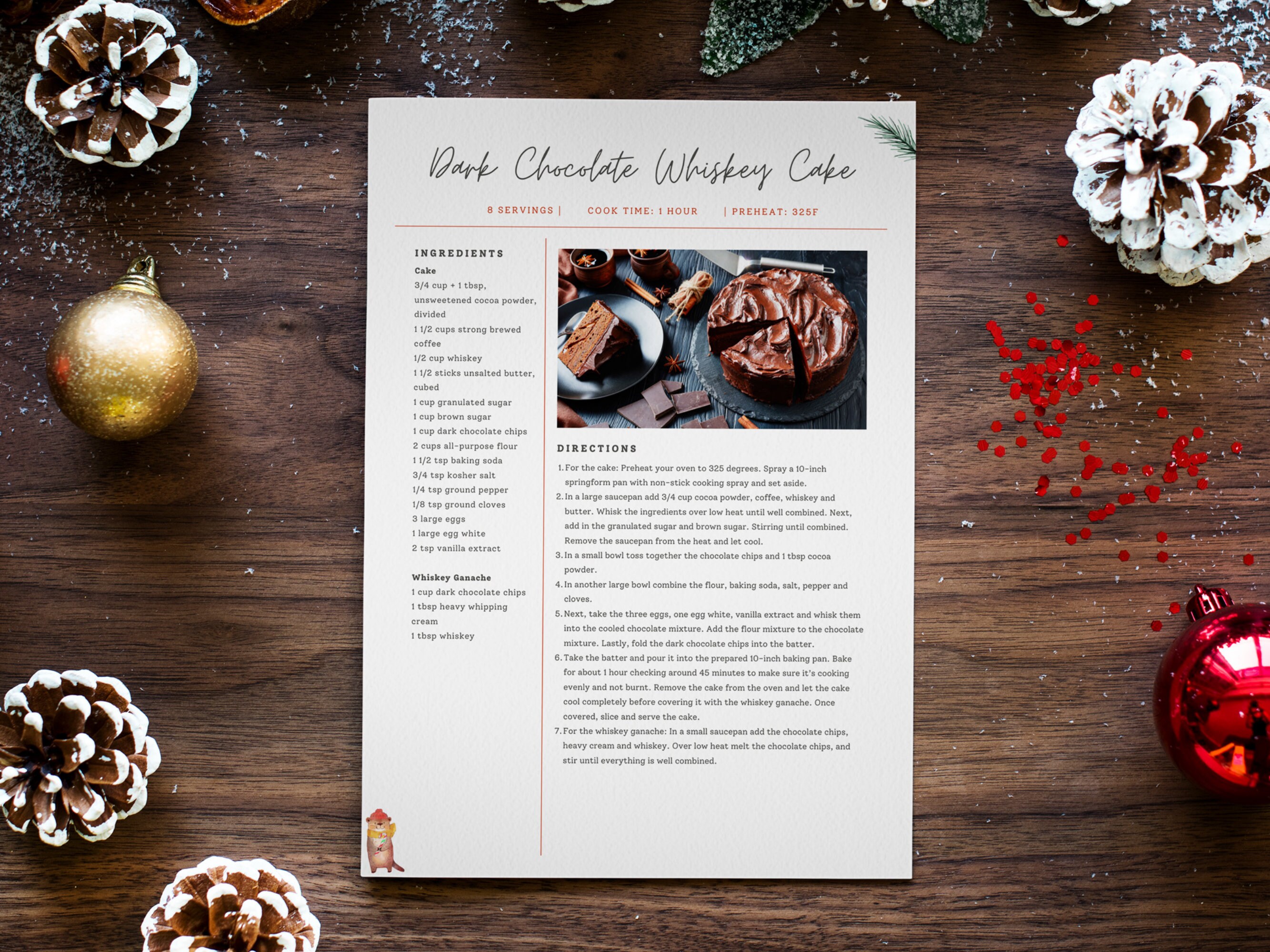 Festive Christmas Recipe Template, Editable Recipe Template, Cute ...