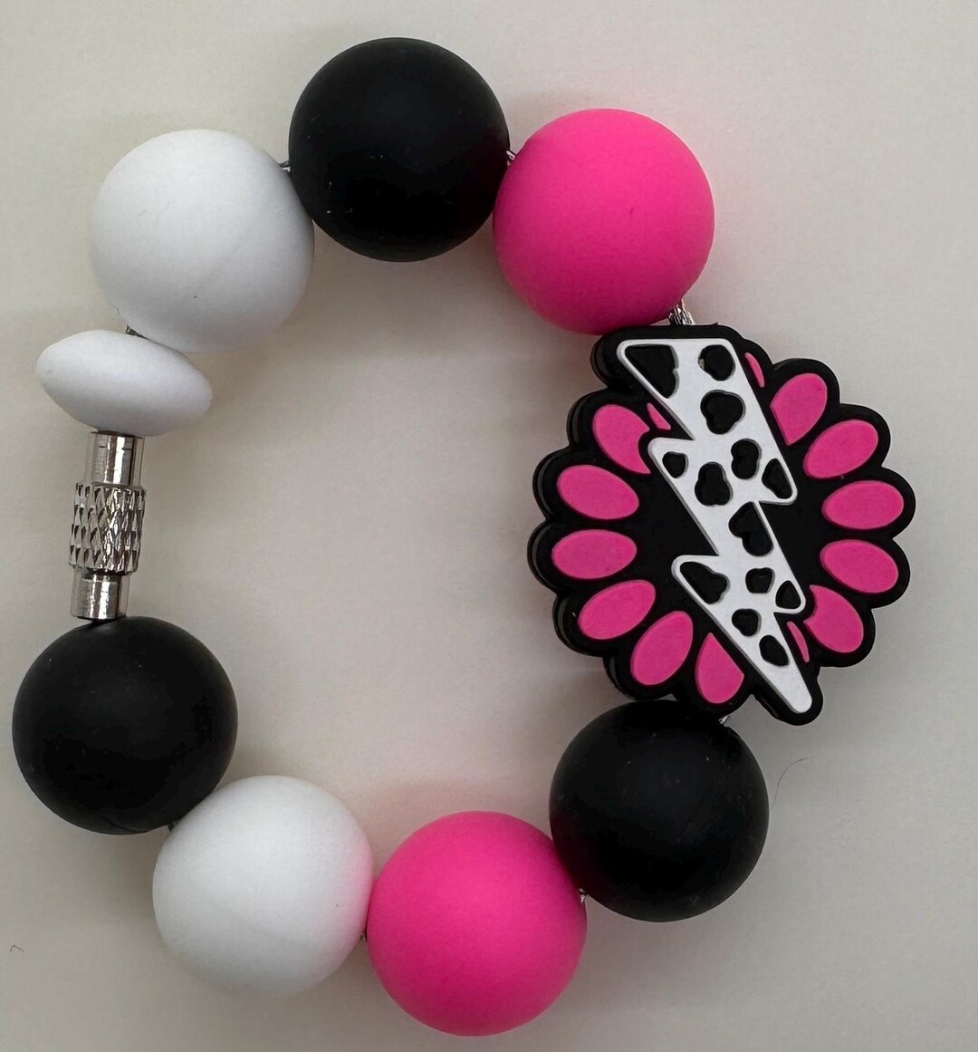 Spotted Lightning Bolt Beaded Cup Charm, Hot Pink & Teal - Etsy