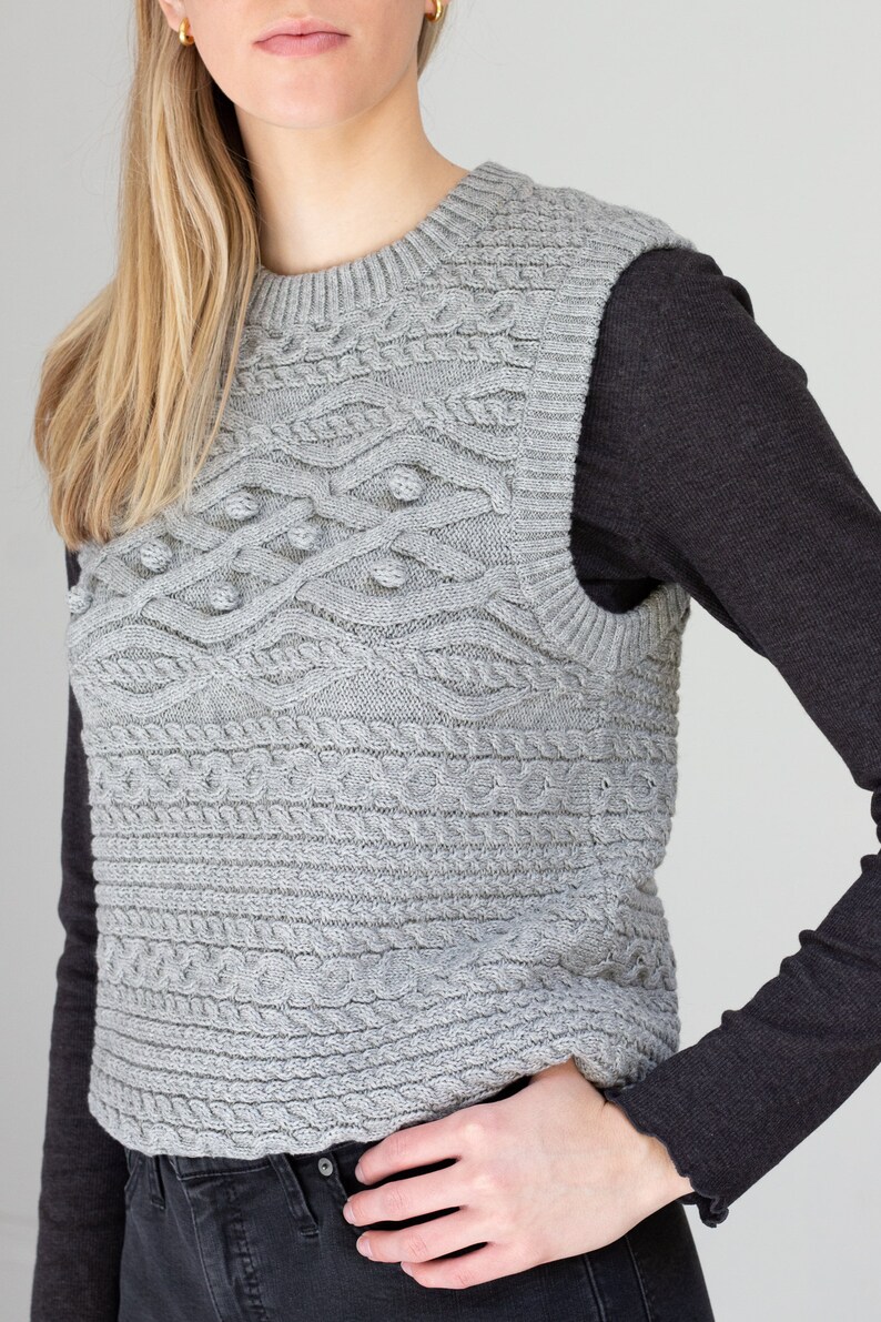 Cable Knit Sweater Vest - Gray Cable Texture - Etsy