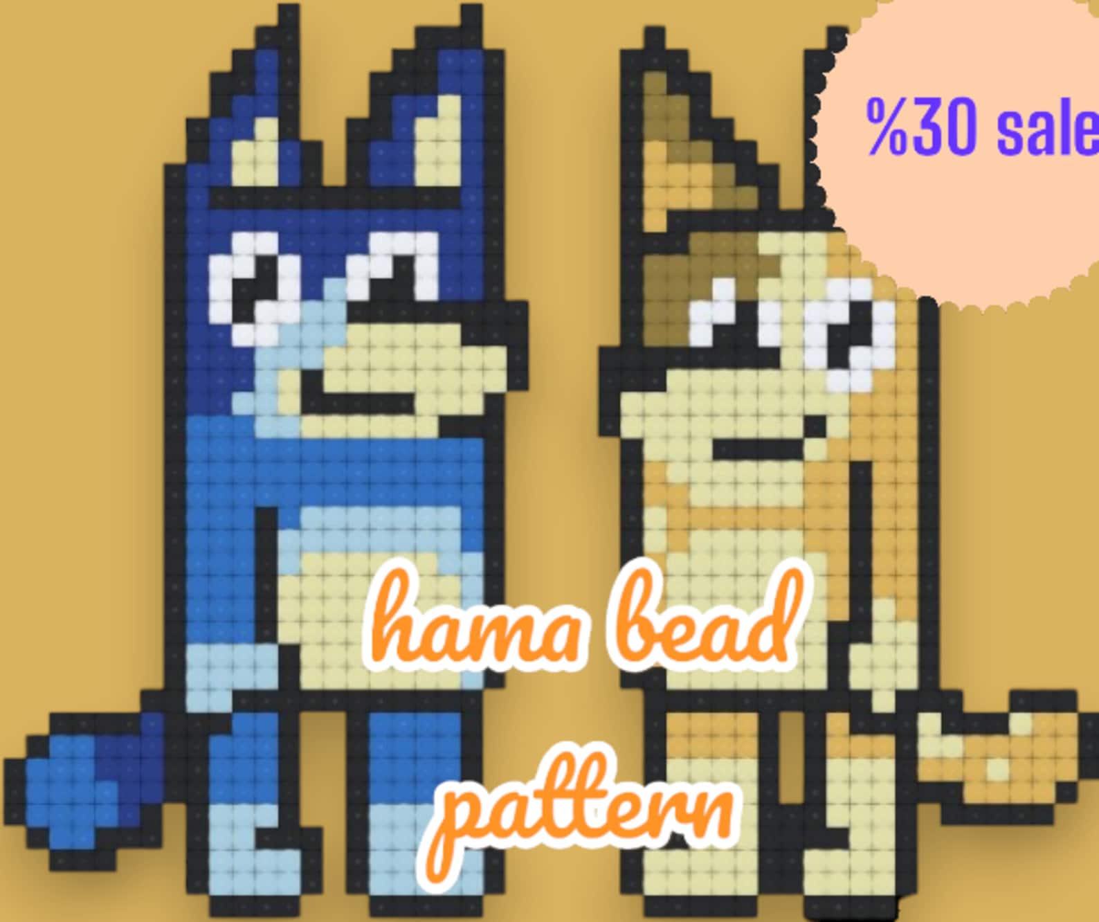 Bluey Hama Bead Pattern | Pixel Art Template (PDF Pattern) - Etsy