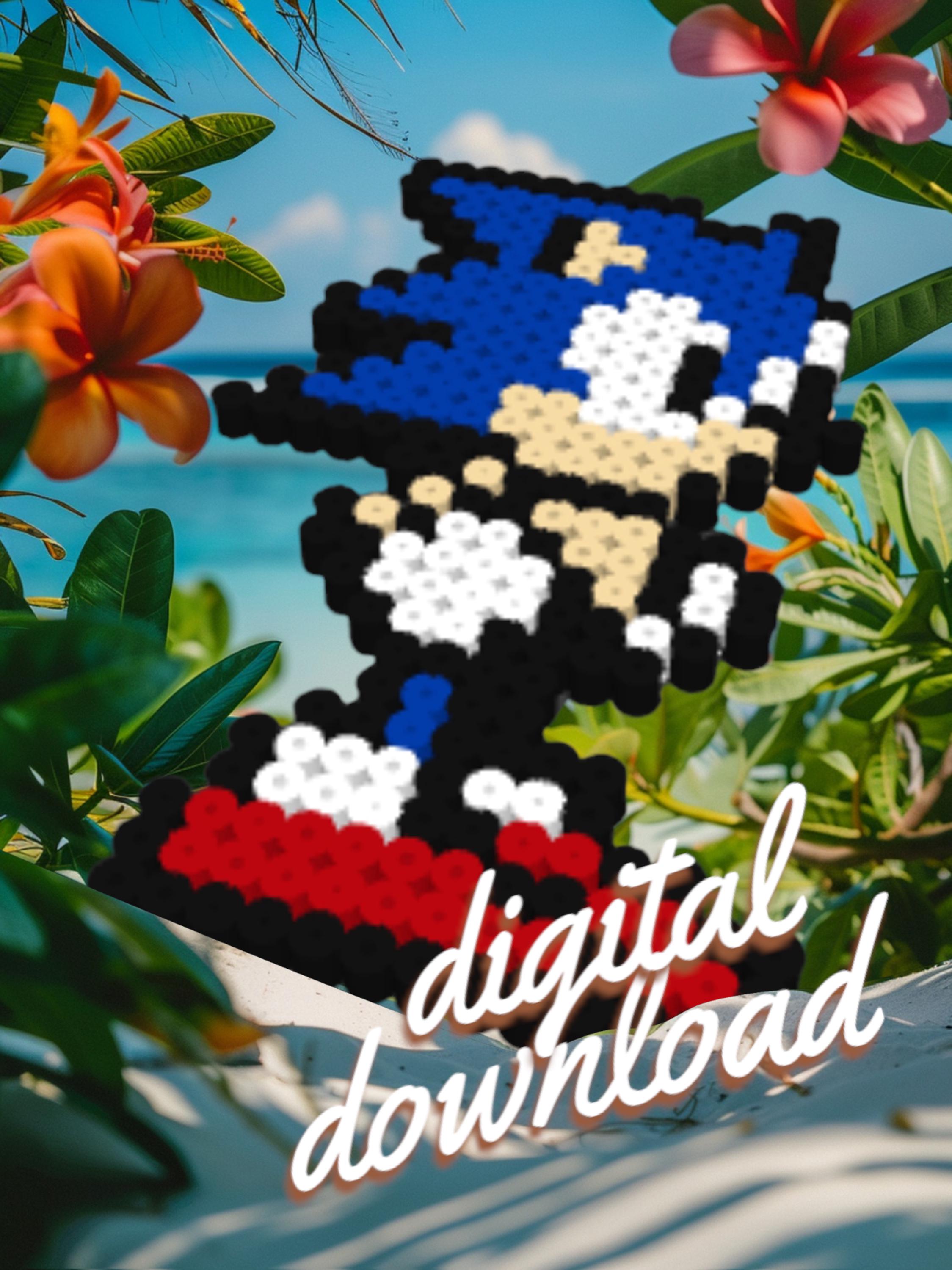 Sonic the Hedgehog Hama Bead Pattern | Printable Pixel Art Template ...