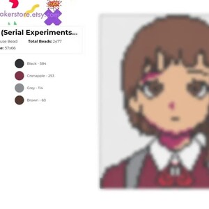 Lain Iwakura Hama Bead Pattern – PDF Bead Sprite Design – Anime Pixel ...