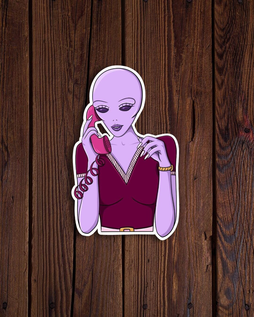 Telephone Alien - Vinyl Sticker - Cosmic Girl - Etsy