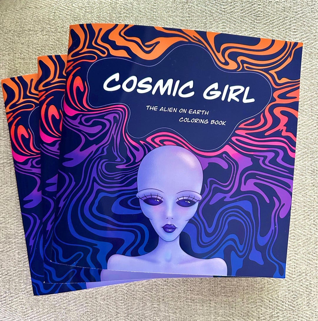 Cosmic Girl - the Alien on Earth Coloring Book - Etsy