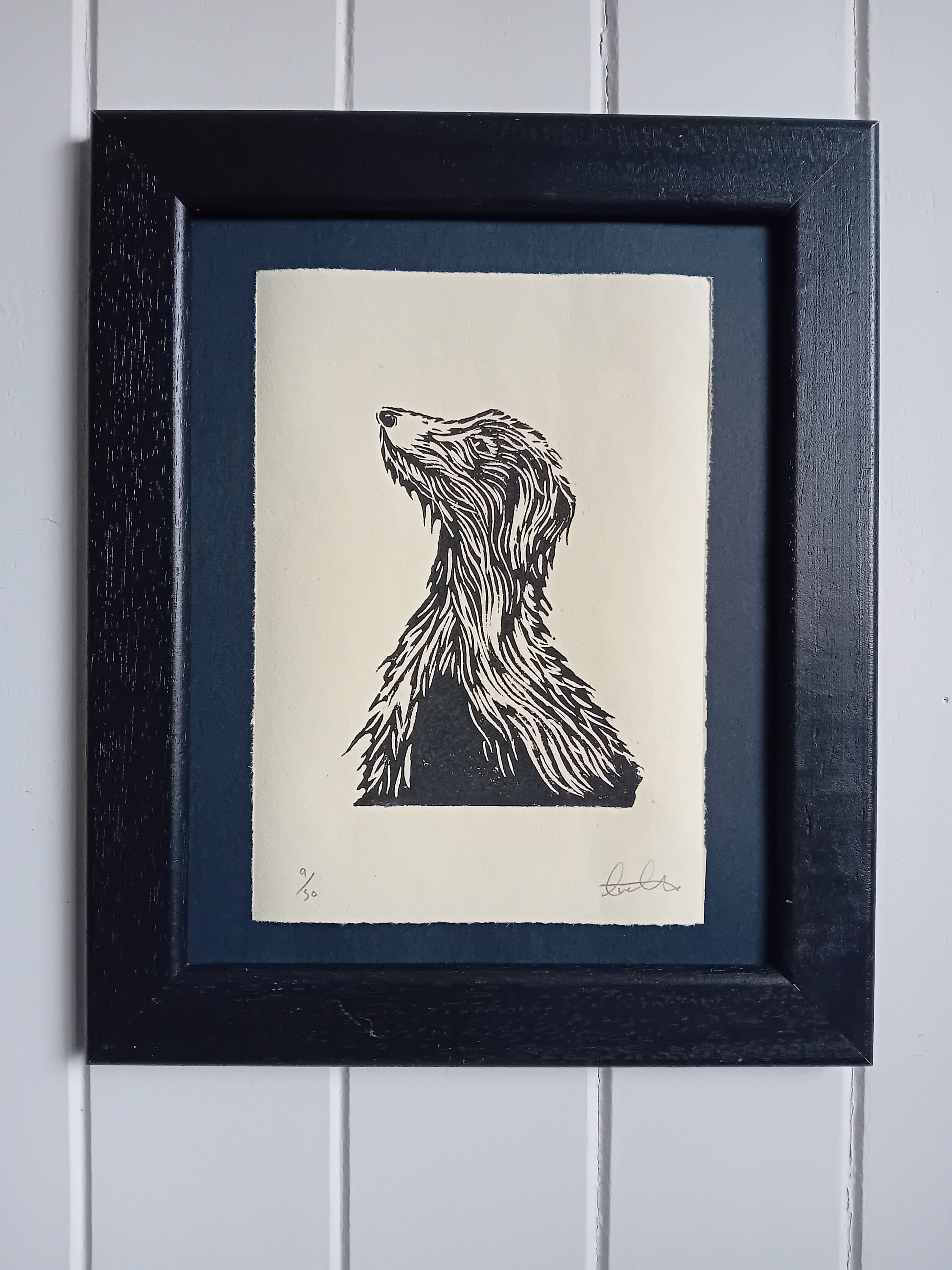 Lege Kunstgalerijmuur Dog Lino Print Etsy Nederland