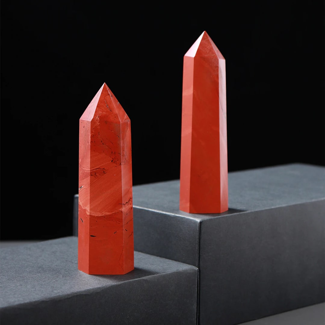 Tower Jasper Crystal Red Point Obelisk Healing Natural Reiki Quartz ...