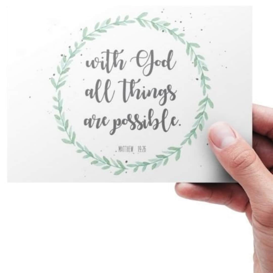 Digital Printable, With God All Things Are Possible, Matthew 19:26 - Etsy
