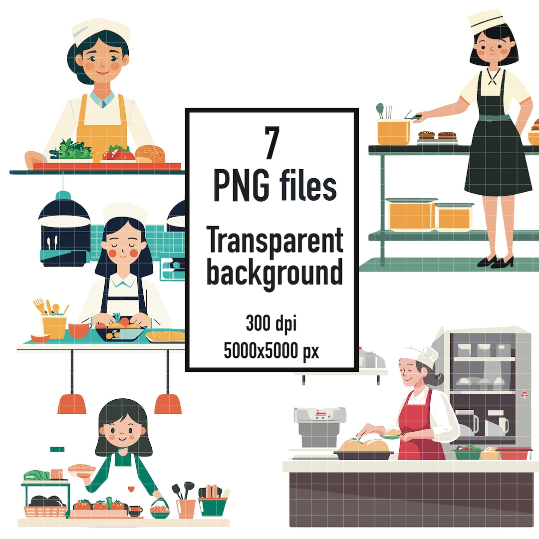 Lunch Lady PNG Clip Art - 7 School Lunch Lady Flat Illustrations With ...