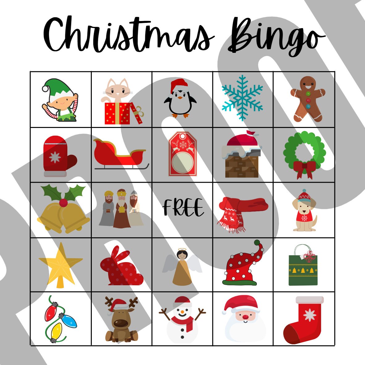 Printable Christmas Bingo - Etsy
