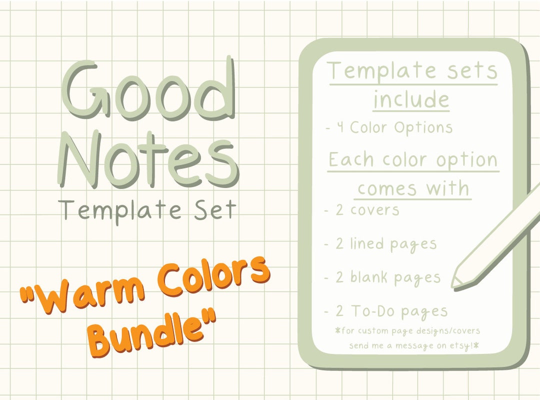 Good Notes Template Set Warm Colors Bundle 4 Colors 2 Variations - Etsy