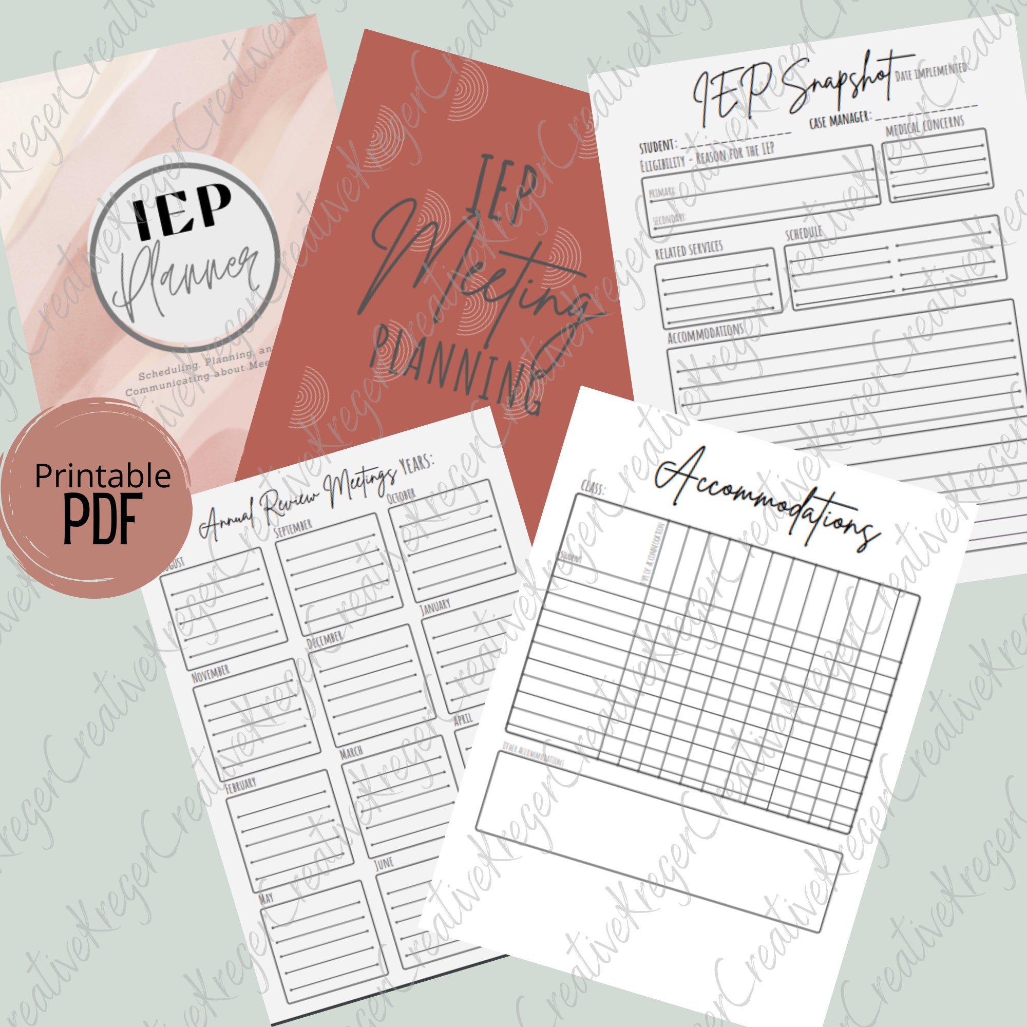 IEP Meeting and Caseload Planner, Printable PDF File, Special Education ...