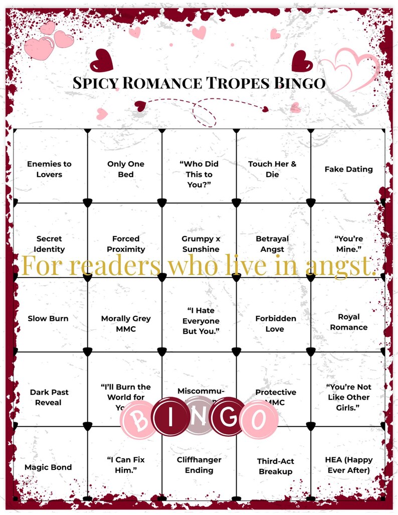 Spicy Romance Tropes Bingo Card | Booktok Game | Dark Romance Lovers ...