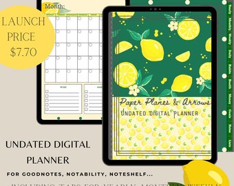 Digital Lemon Planner Pages Goodnotes Optimized, Undated, Individual ...