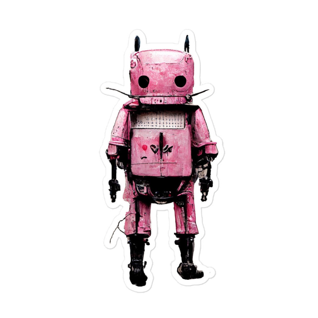 Banksy Style Pink Robot Cat Sticker Pink Grunge Fairy Grunge Lovecore ...