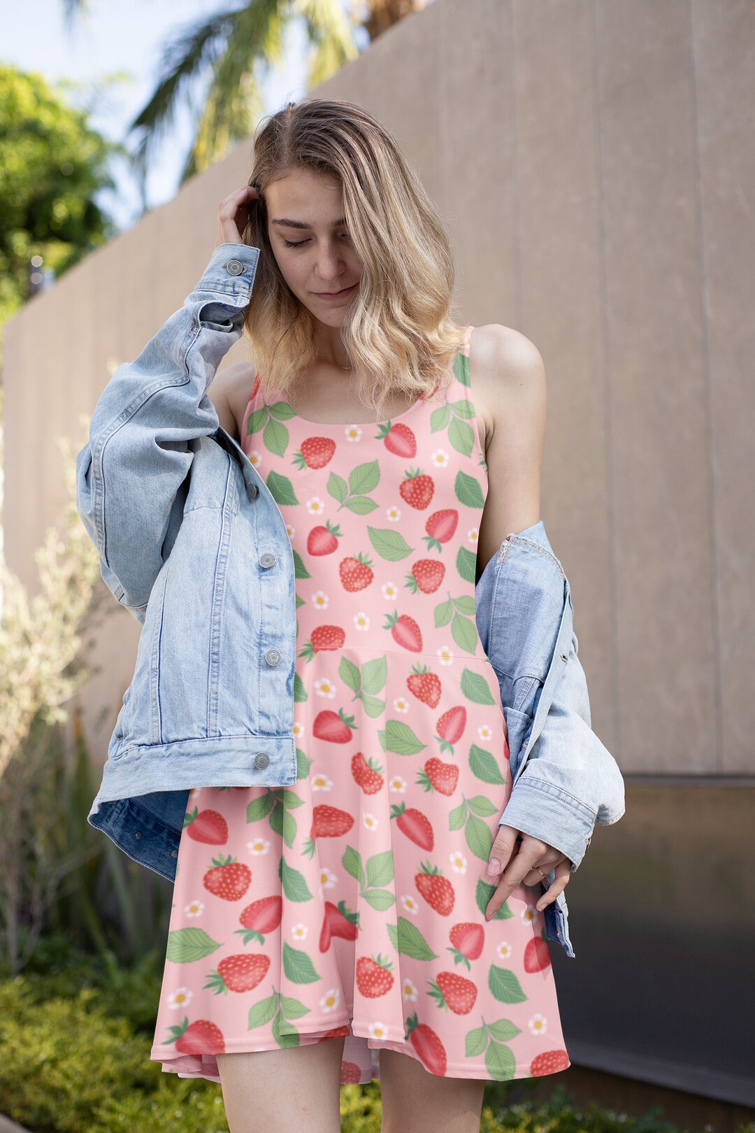 Strawberry Dress, Kidcore Women Skater Dress, Whimsical Dress ...