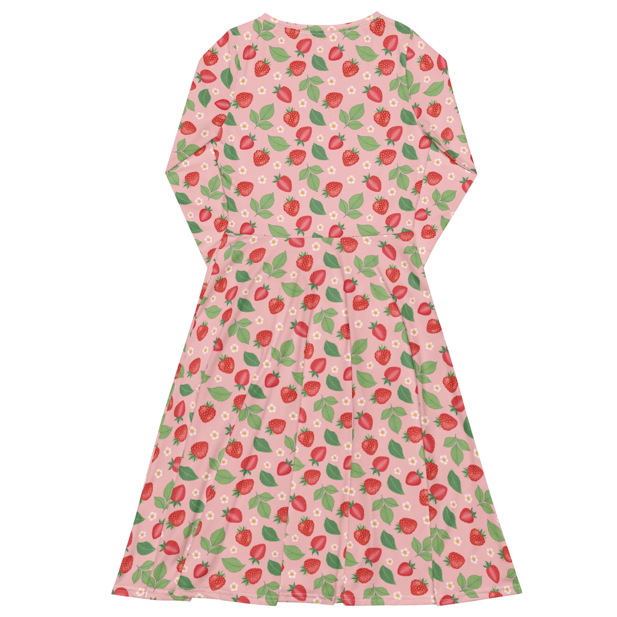 Strawberry Dress, Kidcore Women Midi Dress, Ditzy Dress, Fairycore ...