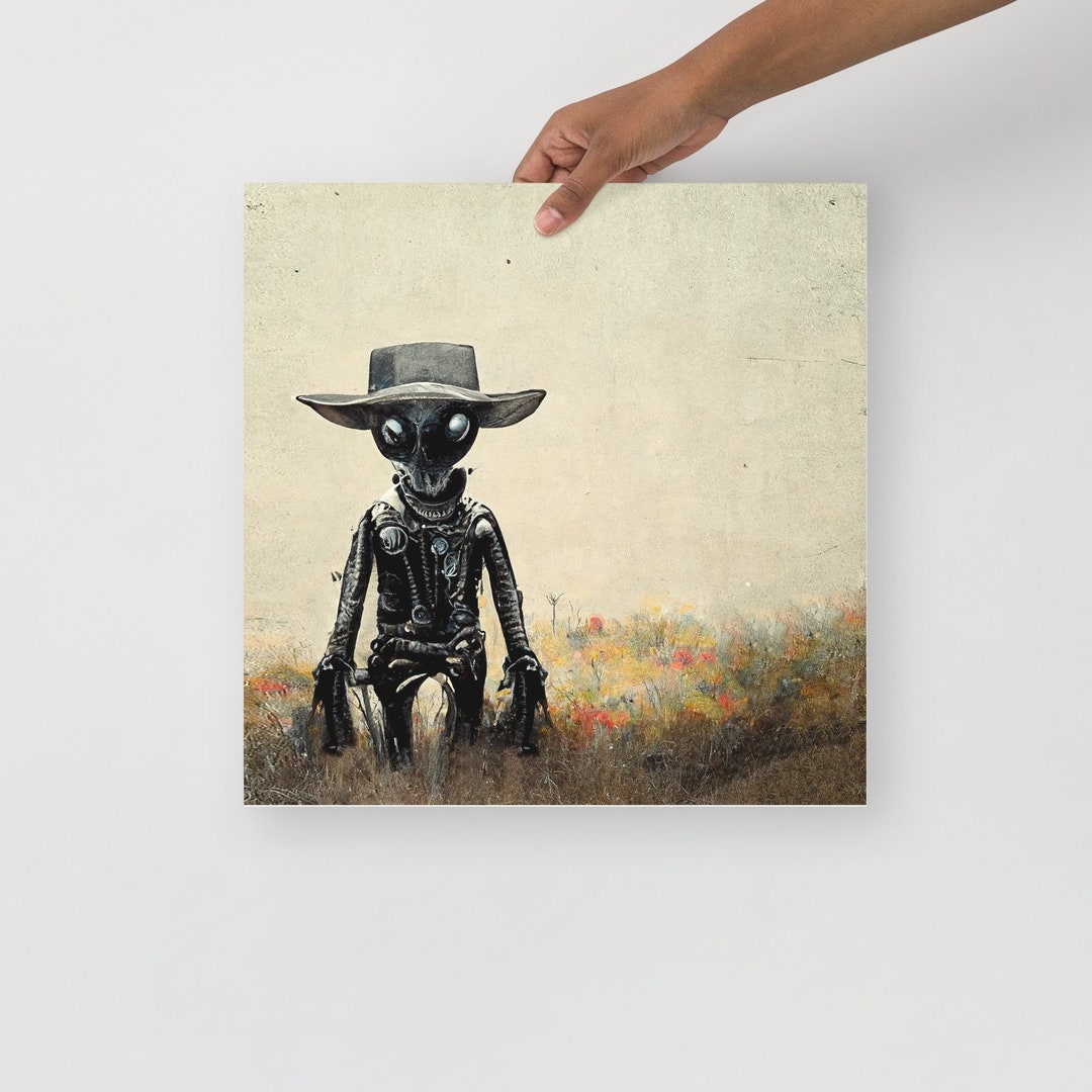 Cowboy Alien Western Decor Scifi Art Scifi Art Print Cowgirl Christmas ...