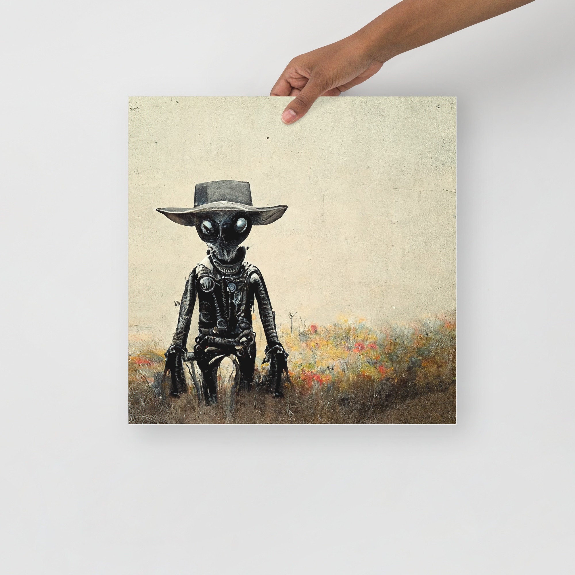 Cowboy Alien Western Decor Scifi Art Scifi Art Print Cowgirl Christmas ...