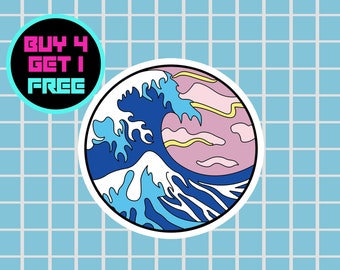 Go With the Flow Sticker Ocean Wave Laptop Stickers VSCO - Etsy