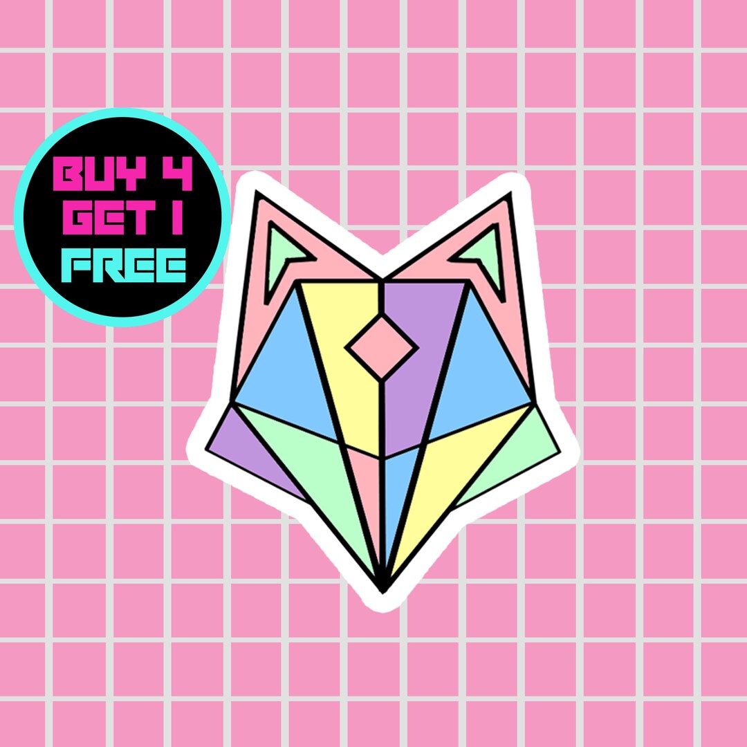 Rainbow Fox Sticker Geometric Animal Stickers Laptop Stickers - Etsy
