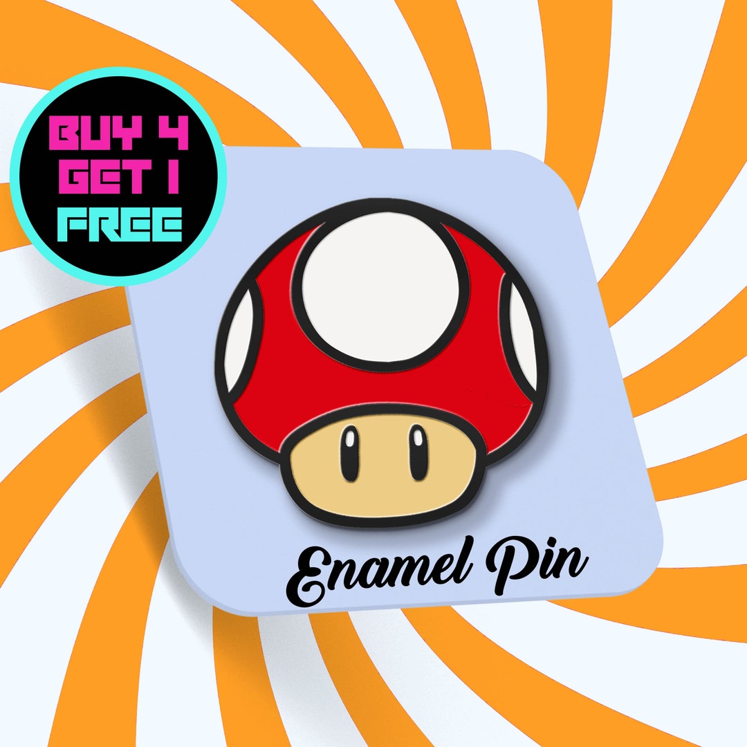 Cute Red Mushroom Enamel Pin Super Mario Kawaii Enamel Pins Funny Pin ...