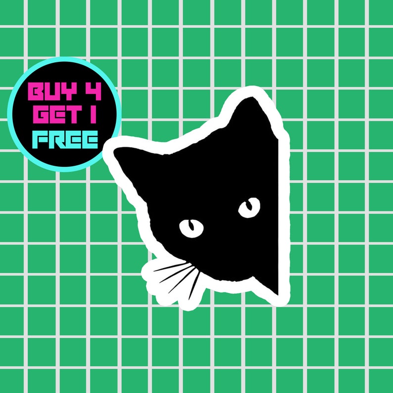 Peeking Black Cat Sticker Cool Kawaii Stickers Laptop Stickers - Etsy