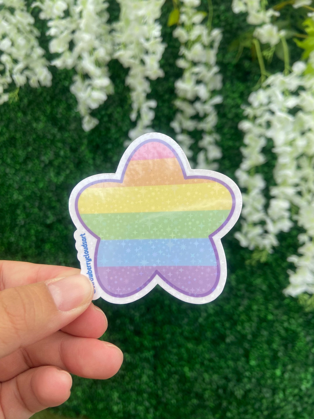 Pastel Rainbow Star Sticker Cute Sparkle Sticker Pride - Etsy