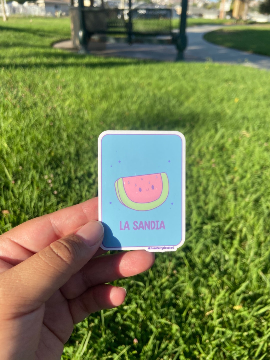 Cute La Sandia Loteria Sticker - Pastel Watermelon Loteria Vinyl ...