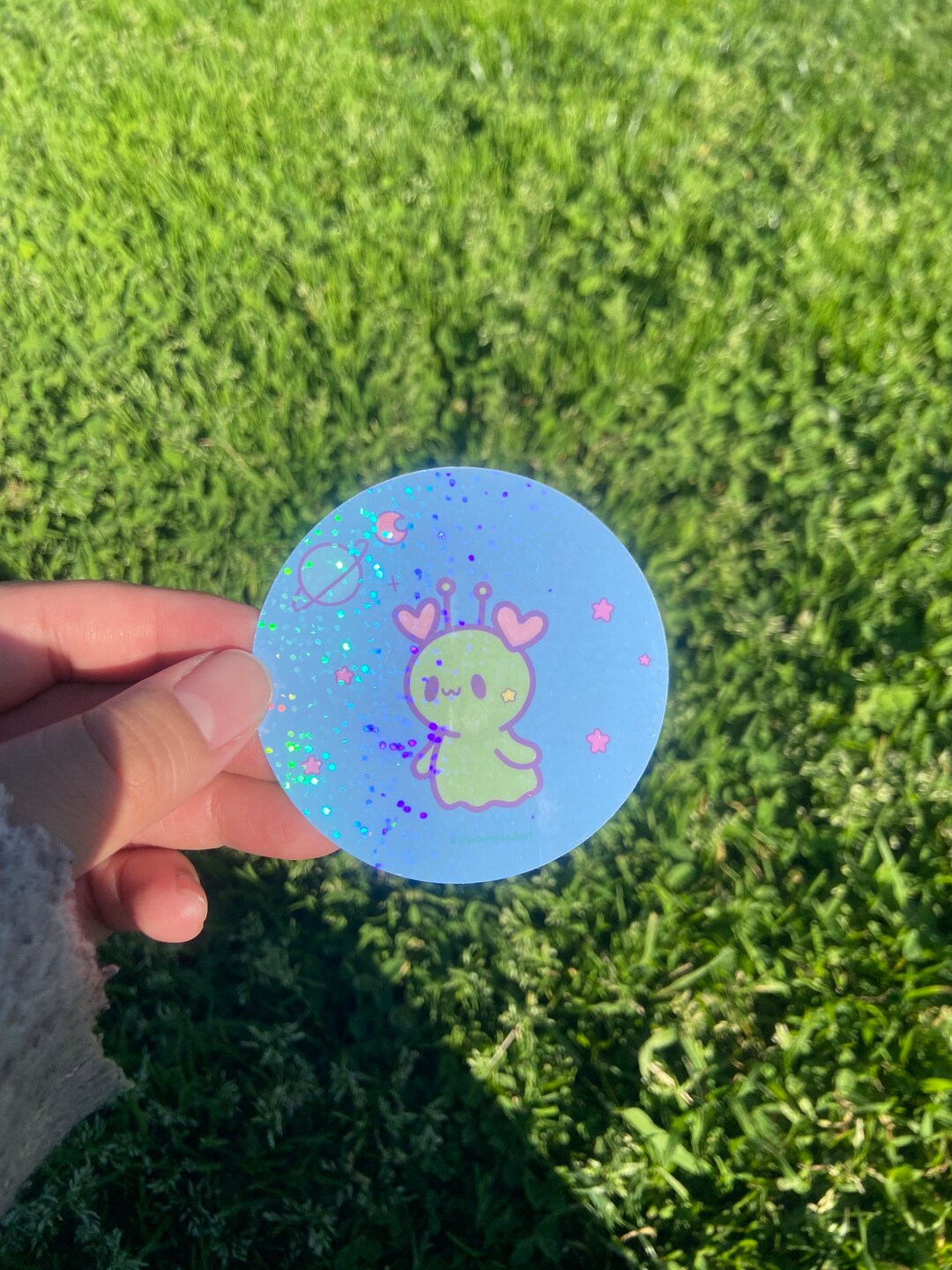 Cute Alien Sticker - Pastel Sparkly Alien Vinyl Sticker - Etsy