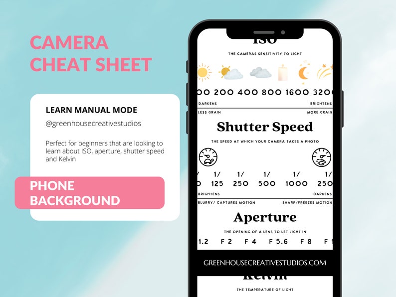 DSLR Cheat Sheet Phone Background, Learn Photography 101, Learning Basic Manual Mode - Etsy