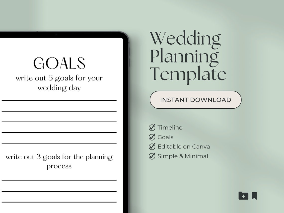 Elopement Planner Printable, Simple & Customizable Canva Template With ...