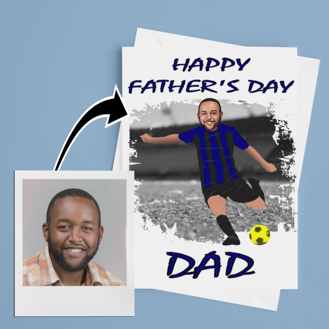 Personalised Football Father's Day Card Soccer Card. Any Photo Any Team ...