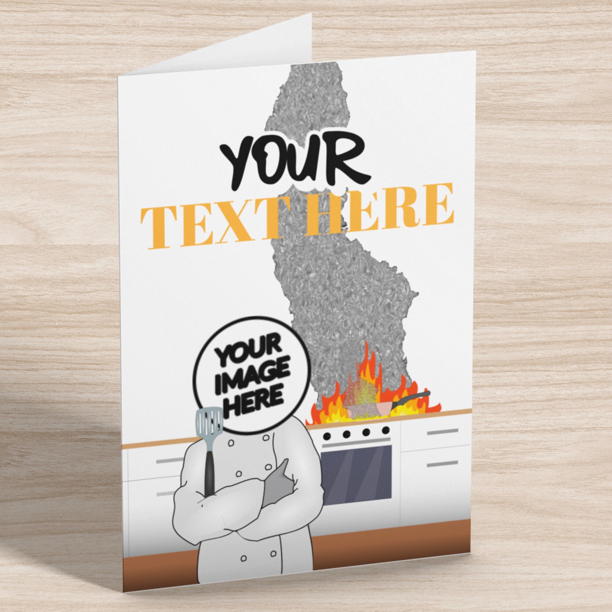 Funny Chef Fire Photo Card - Personalized Cooking Greeting Card - Etsy