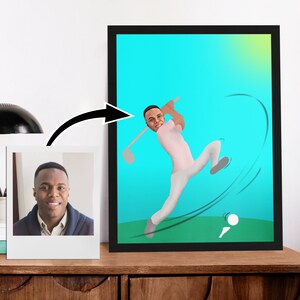 Funny Custom Photo Face Golfer Poster | Your Image Personalised Golf ...