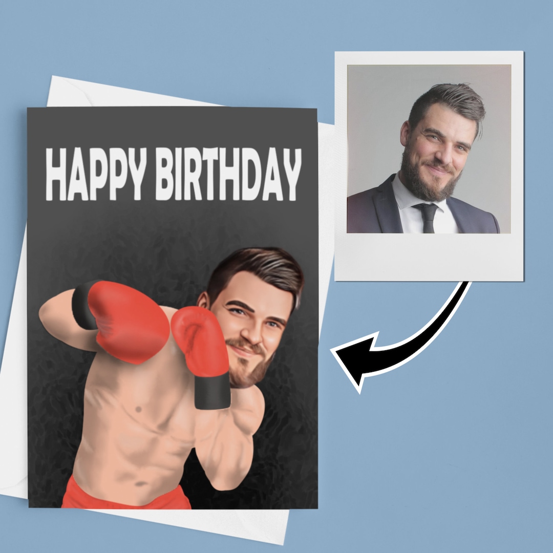Your Face Custom Boxer Card Boxing Design Birthday Any Occasion ...