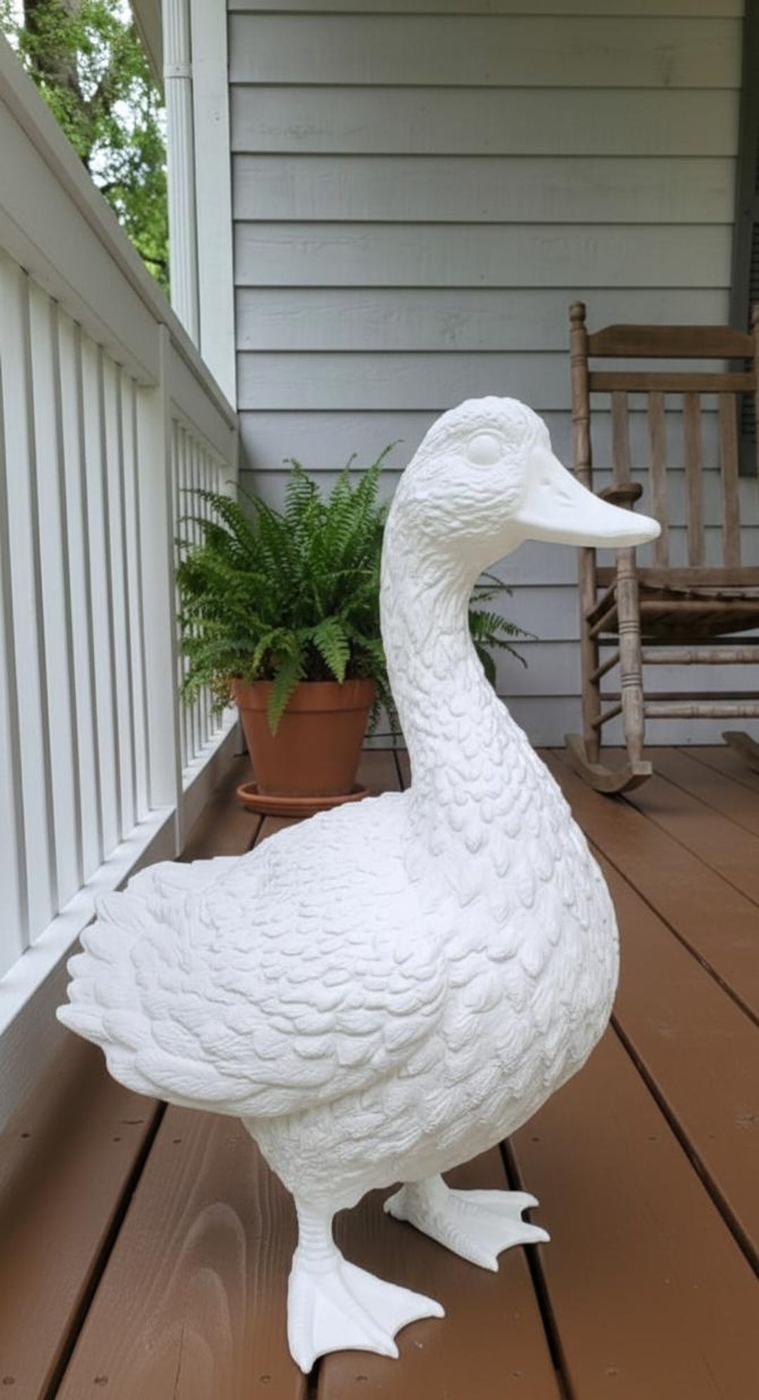 Detailed Porch Goose Statue, Holiday Outdoor Decoration, 18-inch Hand ...