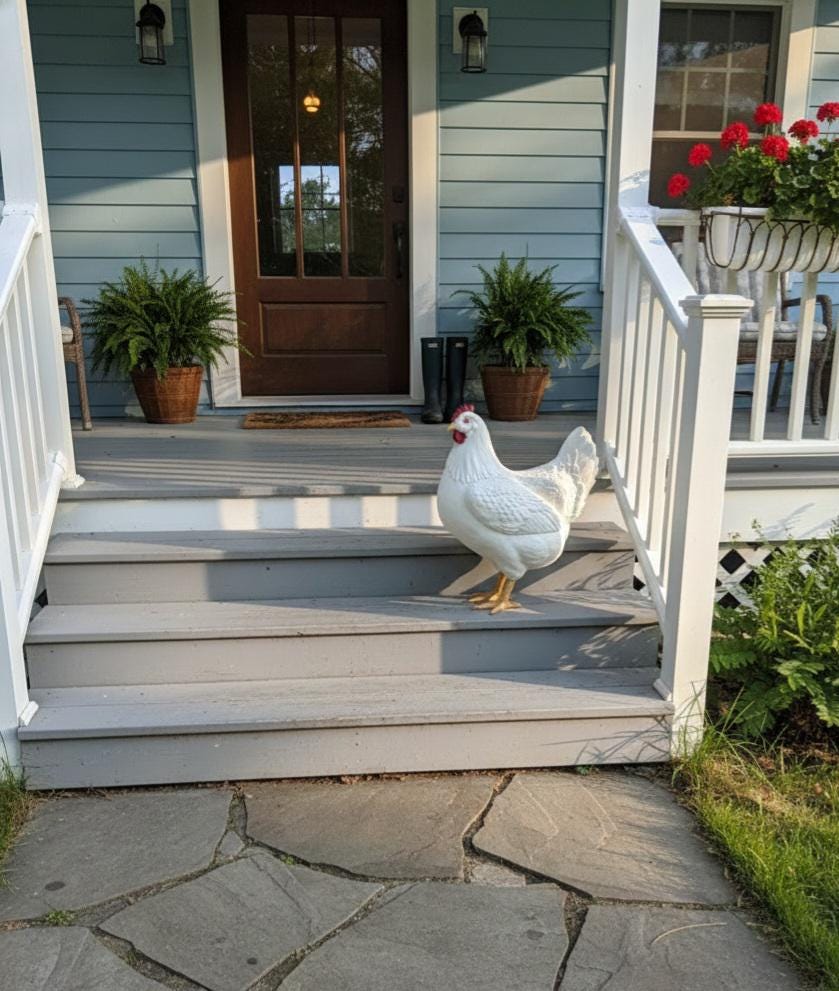 Hand Painted Porch Chicken Statue, Outdoor Decoration - Etsy