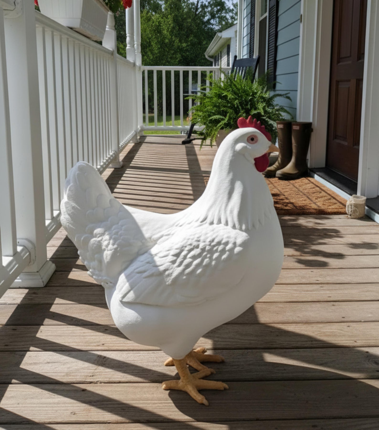 Hand Painted Porch Chicken Statue, Outdoor Decoration - Etsy