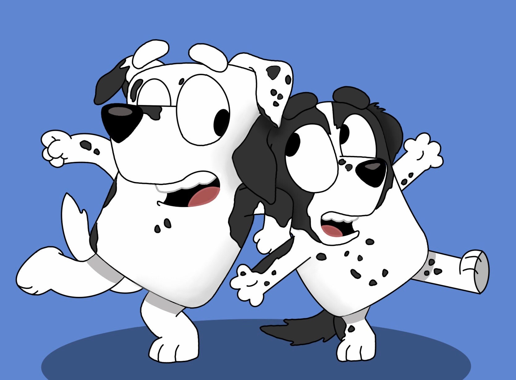 Custom DIGITAL Bluey Style Print With Two Dogs - Etsy