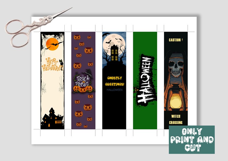 Halloween, Printable Bookmarks, Trick or Treat, Digital Bookmark ...